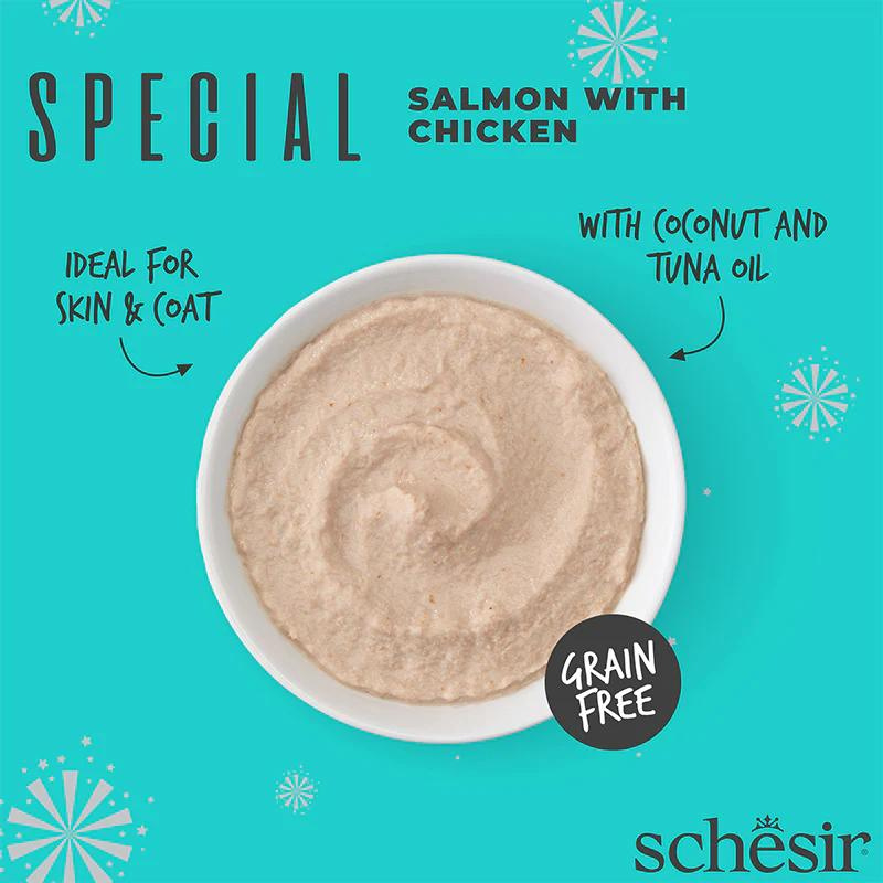 Schesir Special Mousse (Skin & Coat) For Cat - Salmon With Chicken 70g (Min Order- 12 Pouch ...
